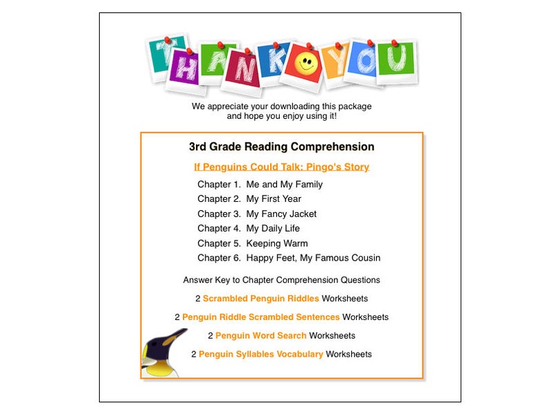 Penguins! 3rd Grade Reading Comprehension and Worksheets - Etsy