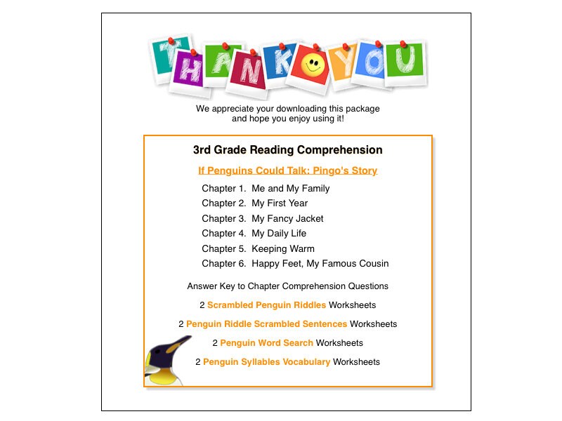 Penguins 3rd Grade Reading Comprehension and Worksheets - Etsy