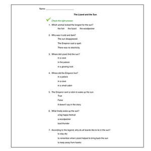 Lizard Stories Reading Comprehension for 3rd - 4th Grade - Includes ...