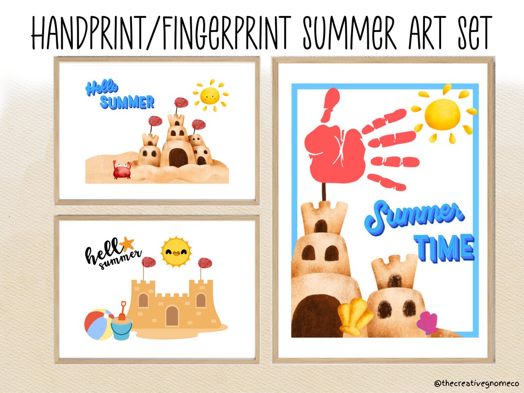 Summer Handprint Art, Beach Handprint Art, Sand Castle Hand Print ...