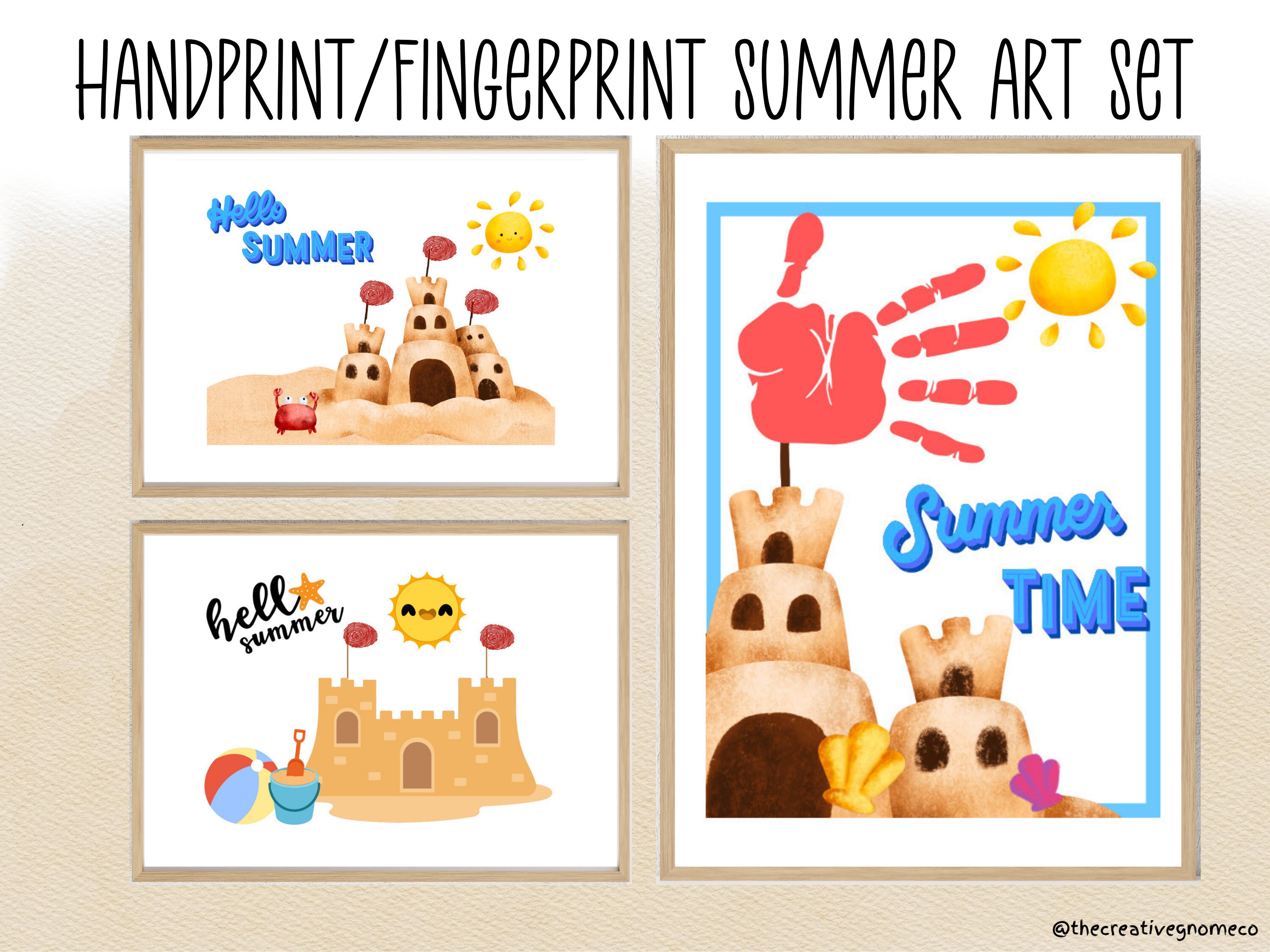 Summer Handprint Art, Beach Handprint Art, Sand Castle Hand Print ...