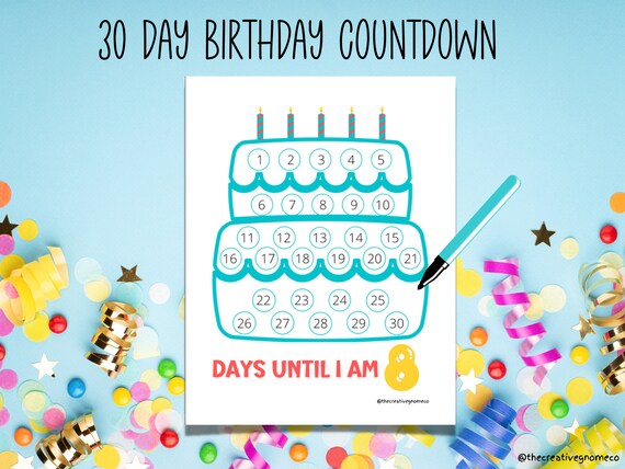 Birthday Countdown Printable Birthday Cake Countdown Happy - Etsy
