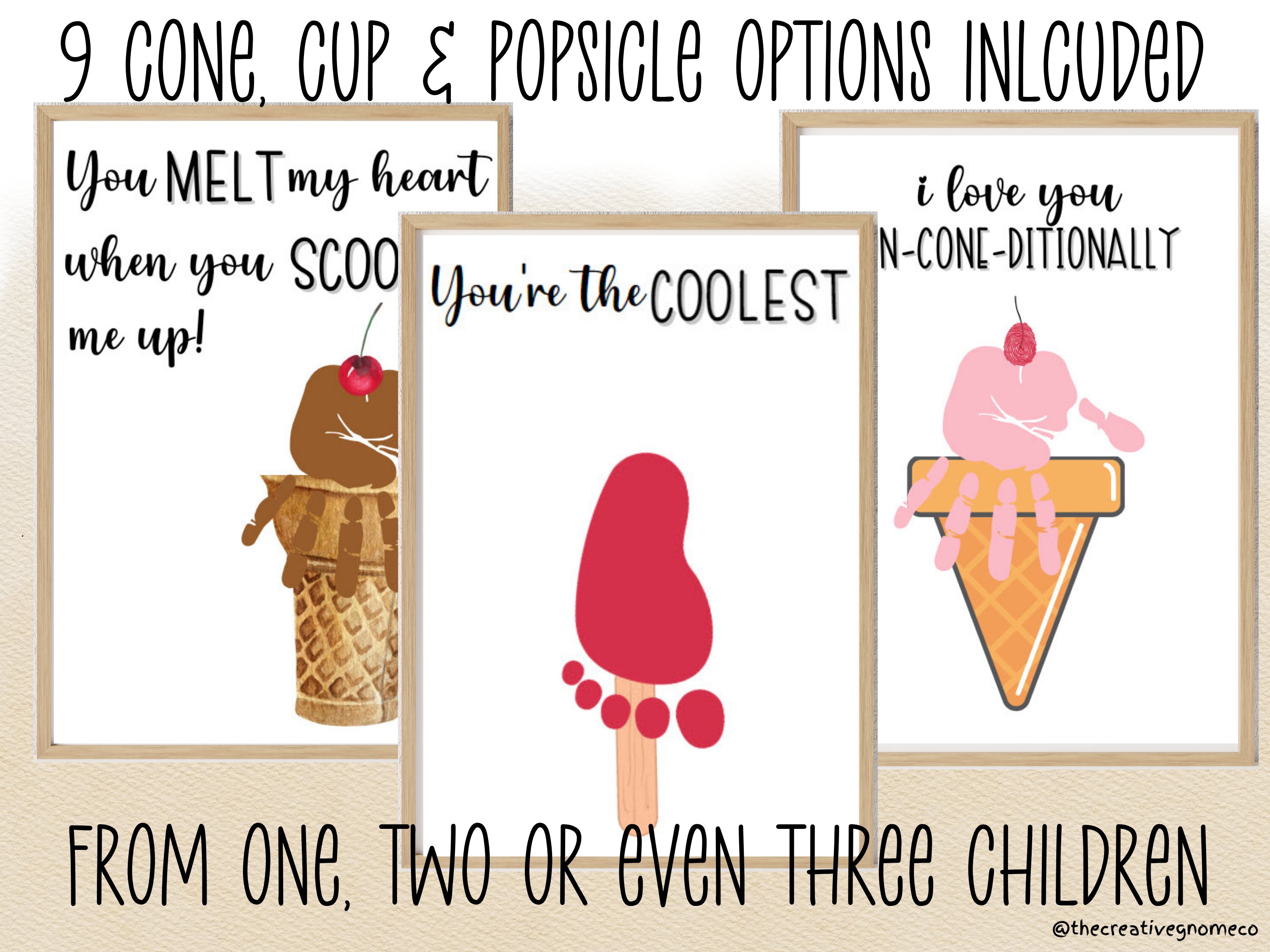 Personalized Ice Cream Handprint Art, Personalized Handprint Craft ...