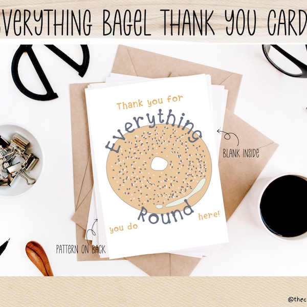 Bagel Thank You Cards - Etsy