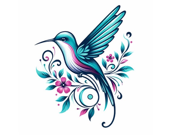 Digital Hummingbird Illustration Design Vector, Clipart, Png/jpg/ Ai ...
