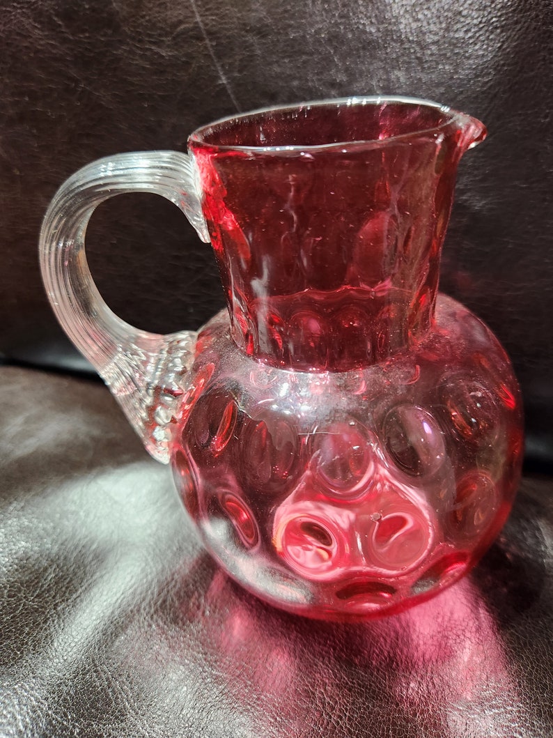 Cranberry Glass Small Pitcher or Vase - Etsy