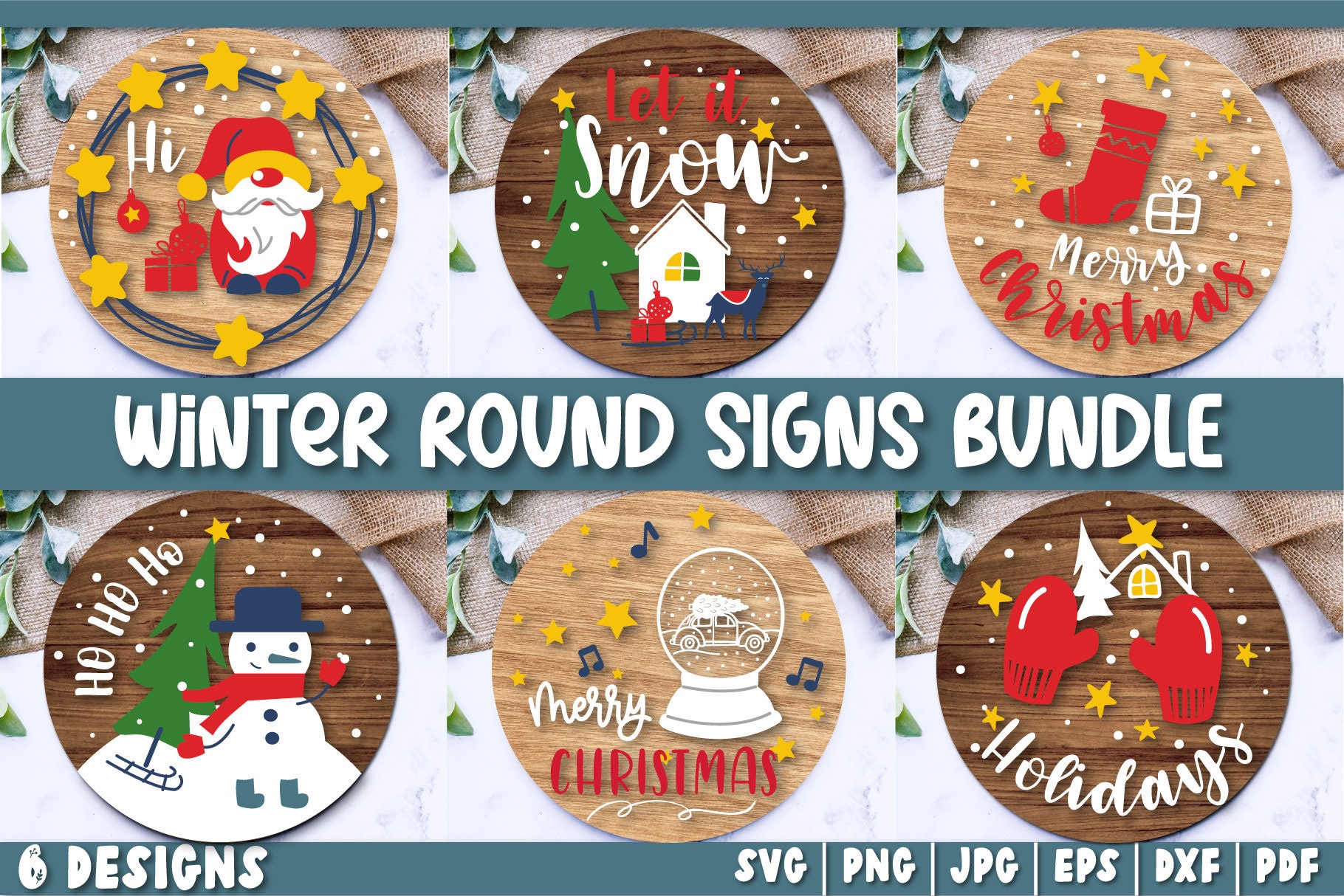 Winter Round Signs SVG, Winter Door Hanger SVG, Christmas Welcome Sign ...