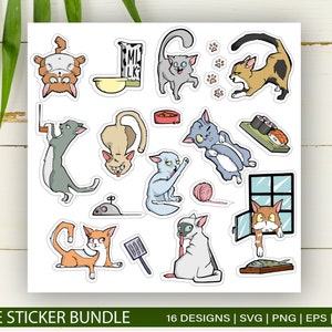 Funny Cat PNG Stickers Bundle, Printable Stickers for Cricut - Etsy