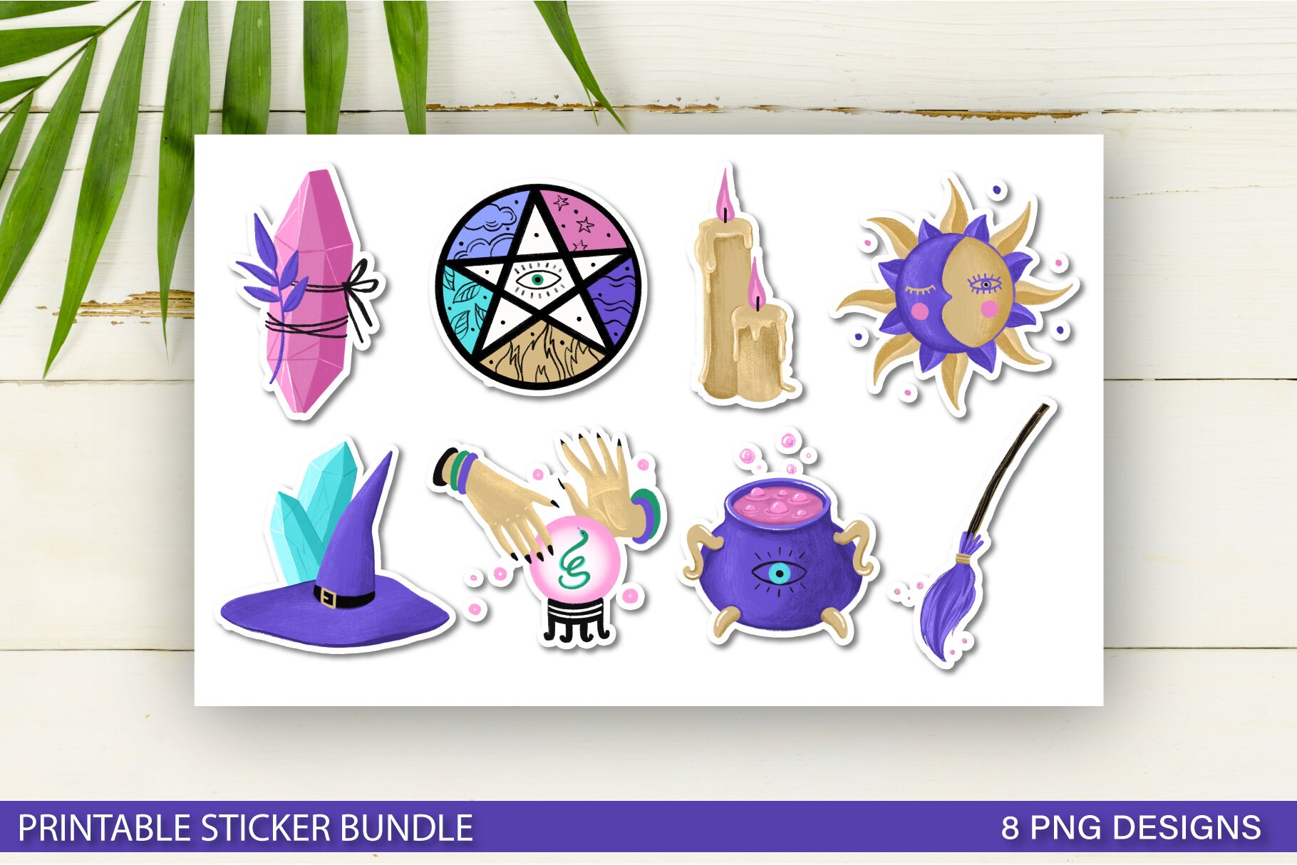 Printable Celestial Stickers PNG, Magic Design Sticker Bundle,witch ...