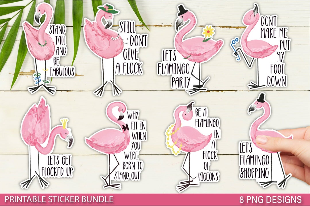 Flamingo Stickers PNG, Tropical Design, Printable Stickers for Cricut ...