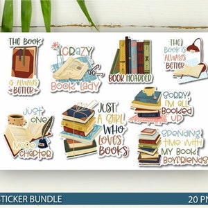 Book Lover Printable Sticker Bundle | Printable PNG Stickers - Etsy