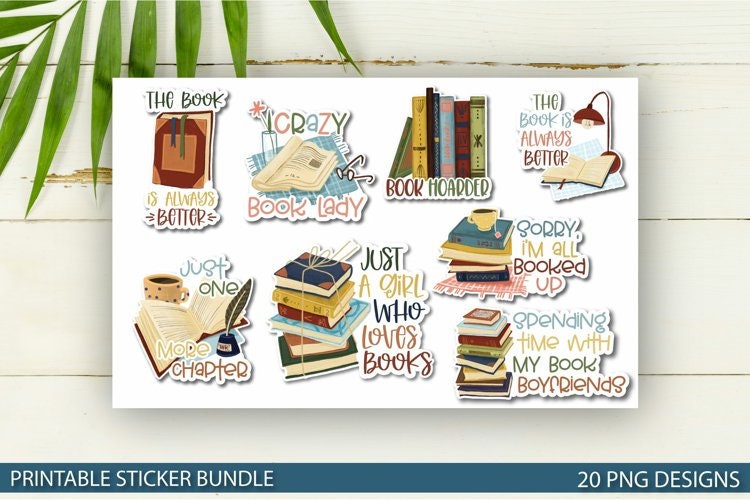 Book Lover Printable Sticker Bundle | Printable PNG Stickers - Etsy