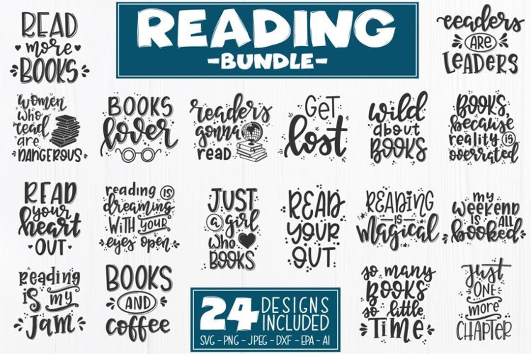 Reading Svg Quote Bundle Book Svg Reader Svg - Etsy