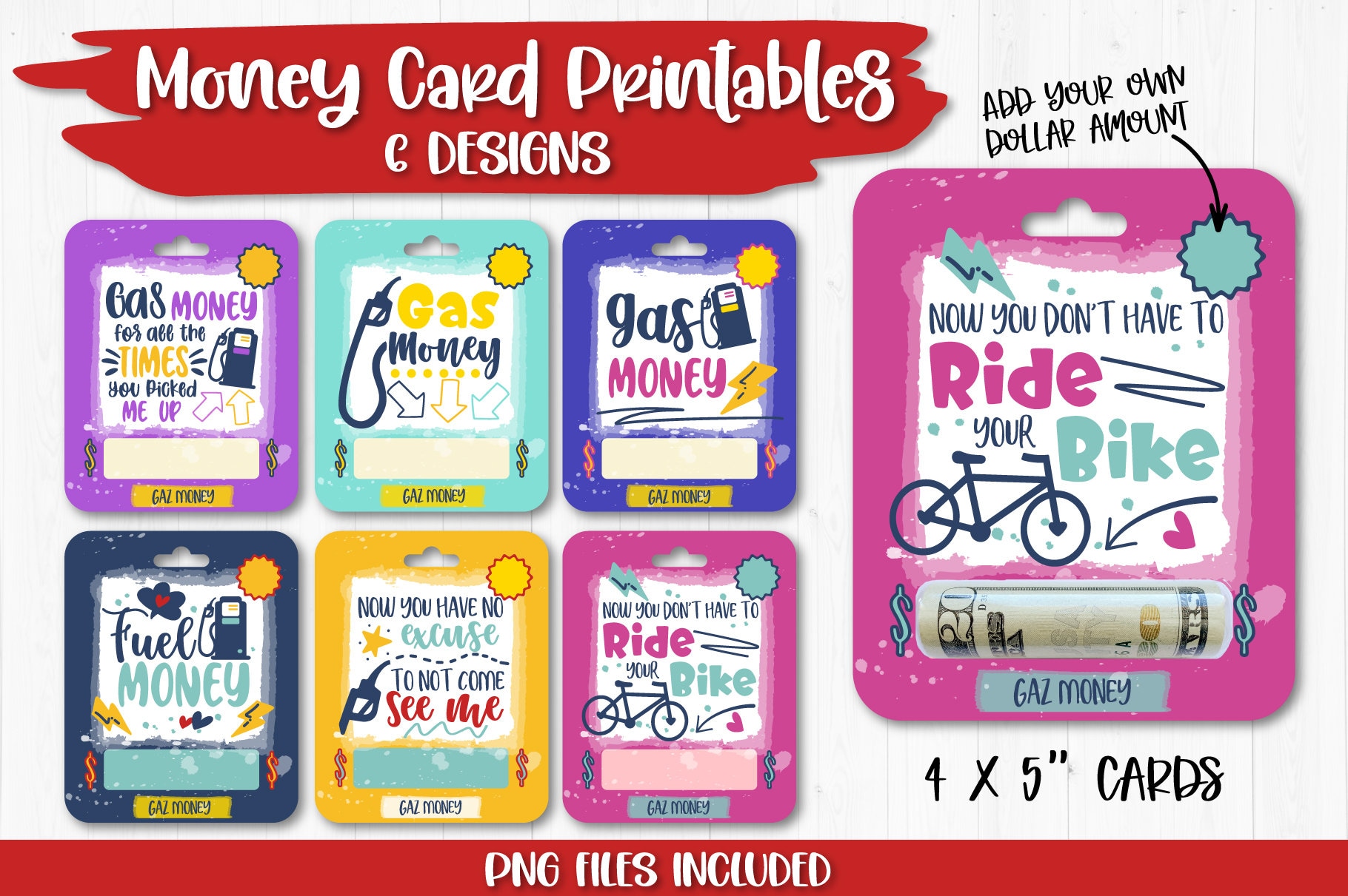 Gas Money Card, Money Card Holder PNG Bundle, Money Card PNG Designs ...