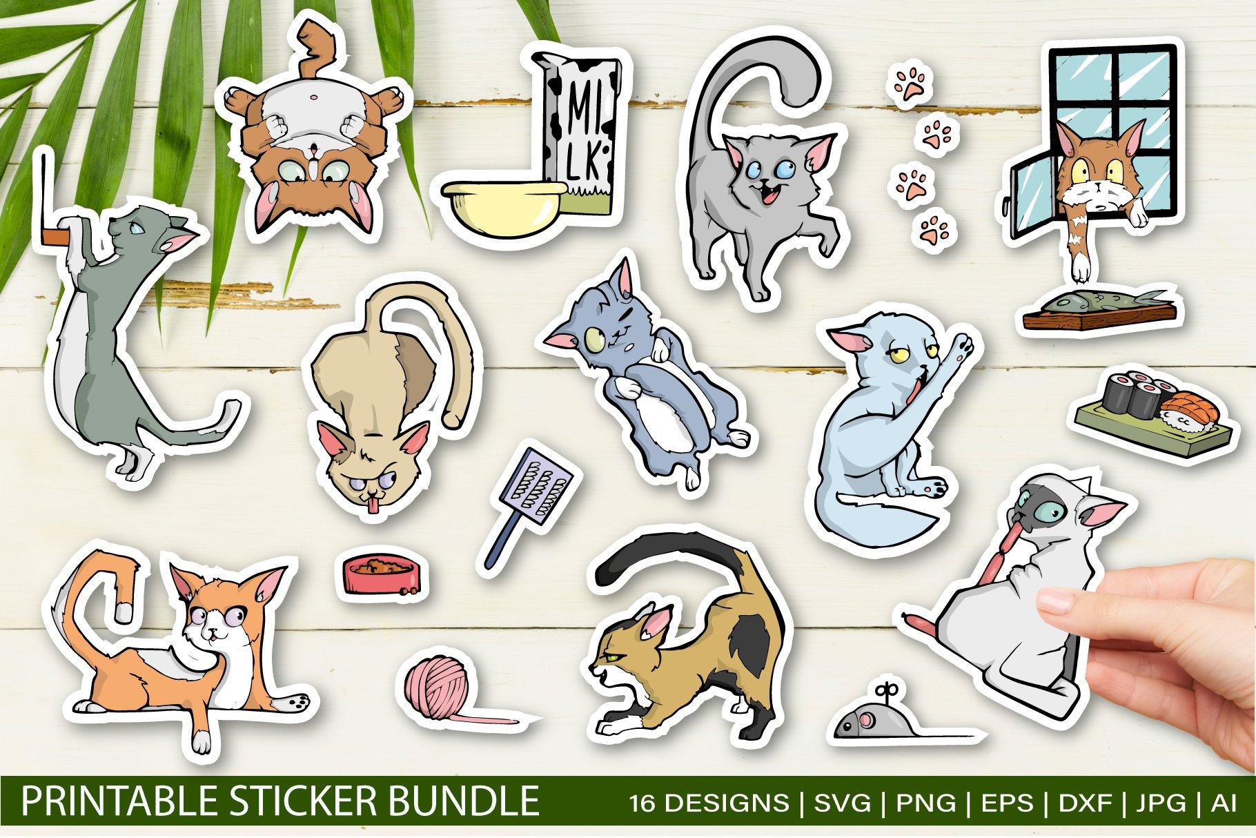 Funny Cat PNG Stickers Bundle, Printable Stickers for Cricut - Etsy