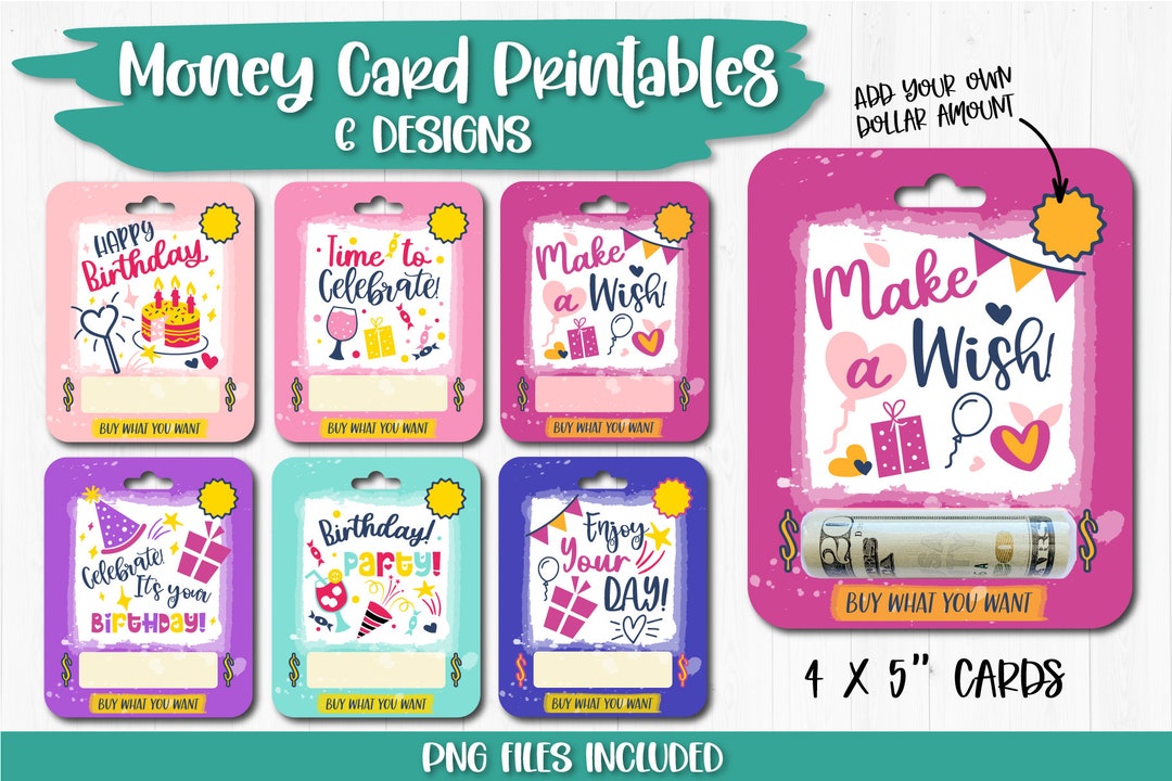 Printable Birthday Card, Money Card, Happy Birthday Design, Gift Card ...