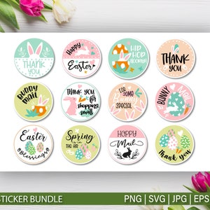 Easter Packaging Stickers, Spring Printable PNG Files, Thank You ...