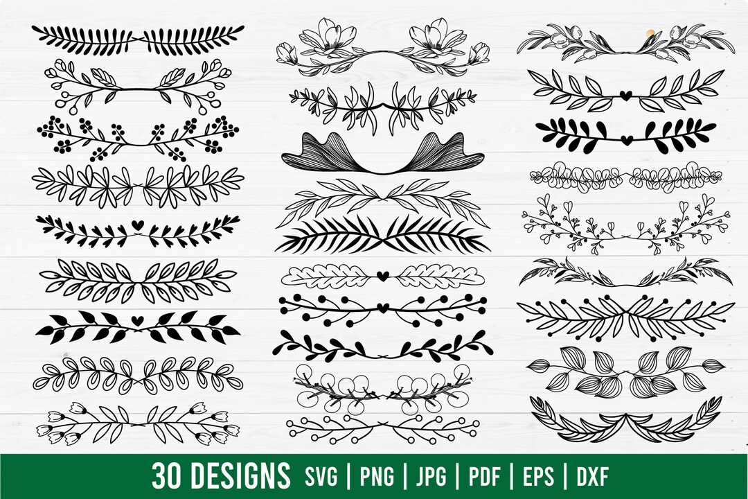 Greenery Text Divider Svg Bundle, Leaf Border Svg, Wedding Ornaments ...