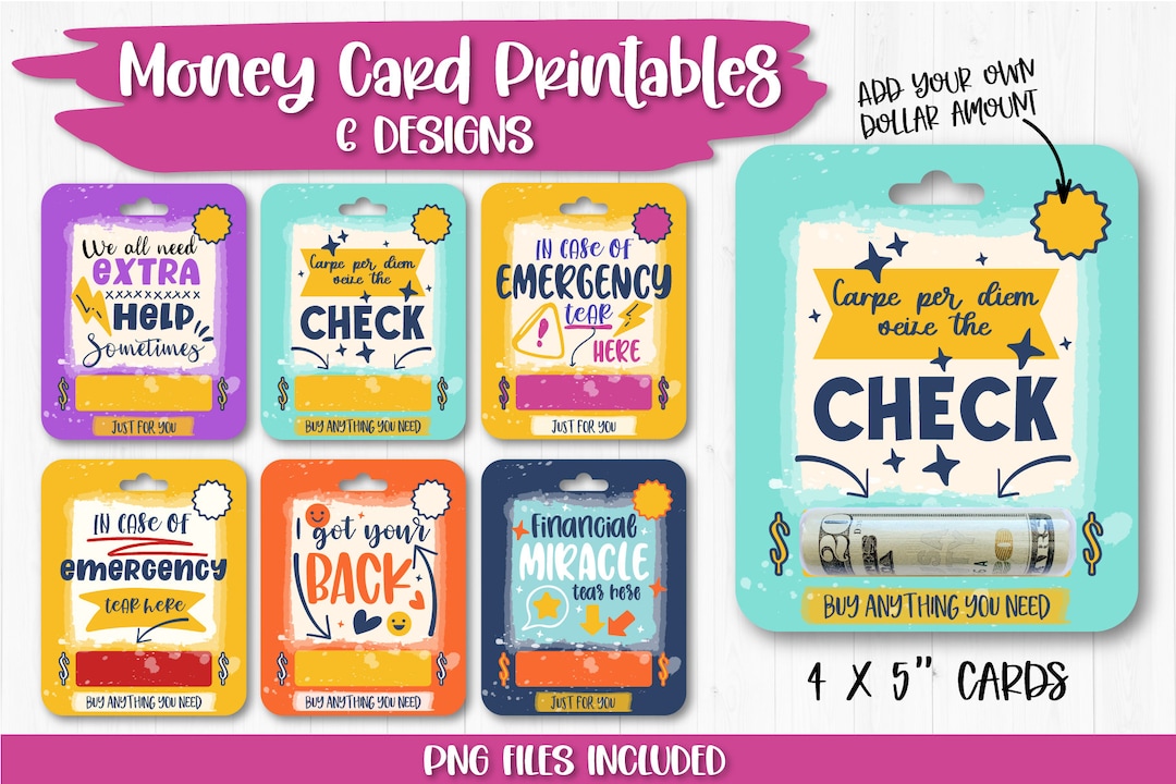 Printable Financial Help Money Card, Money Card, in Case of Emergency ...