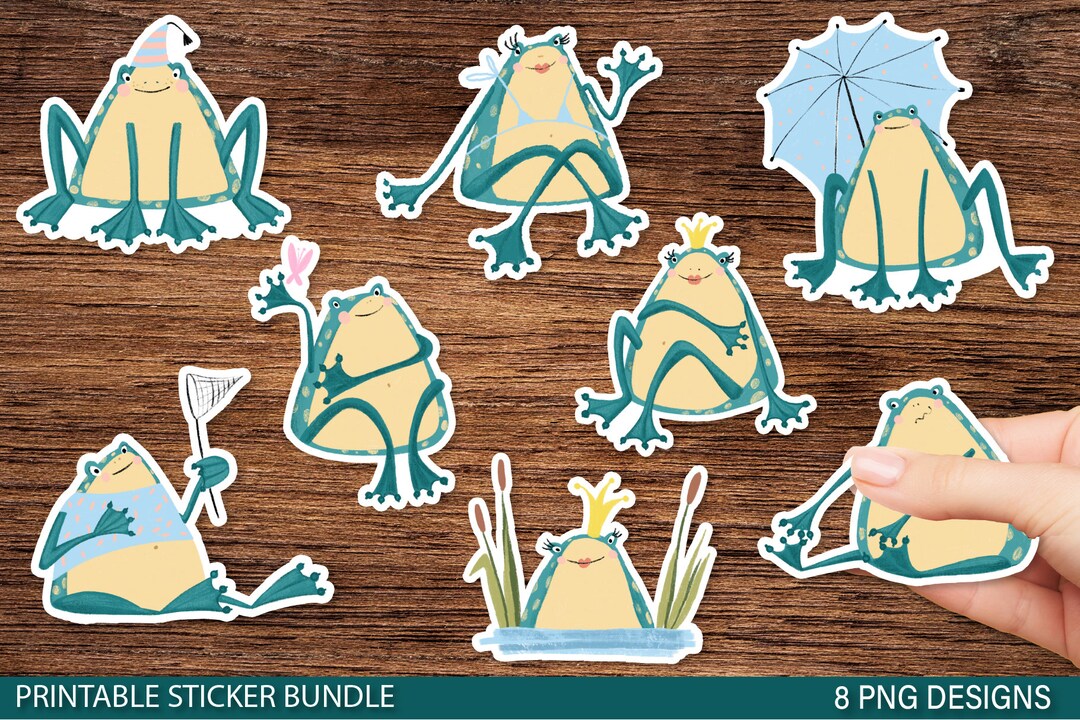 Printable Frog Sticker Pack, PNG Stickers Bundle, Frog Print and Cut ...