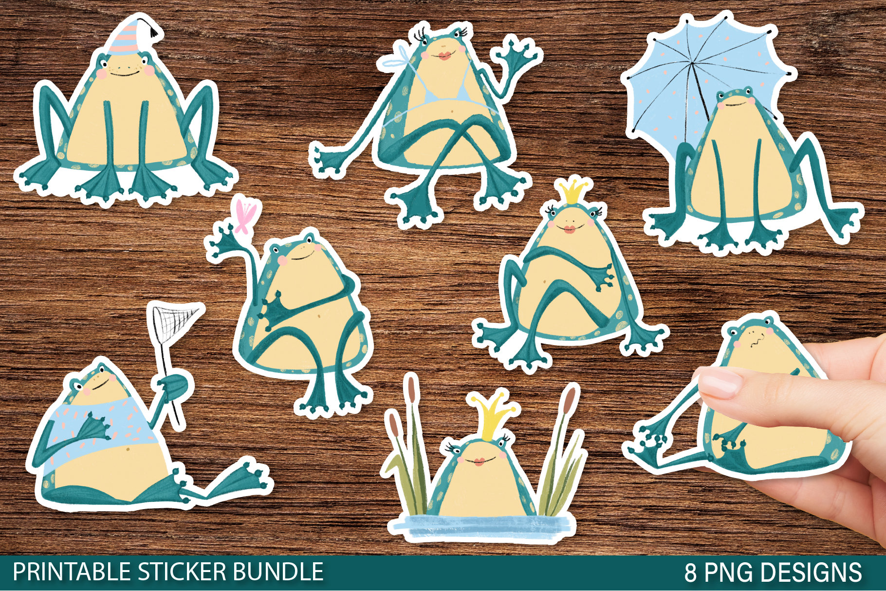 Printable Frog Sticker Pack, PNG Stickers Bundle, Frog Print and Cut ...