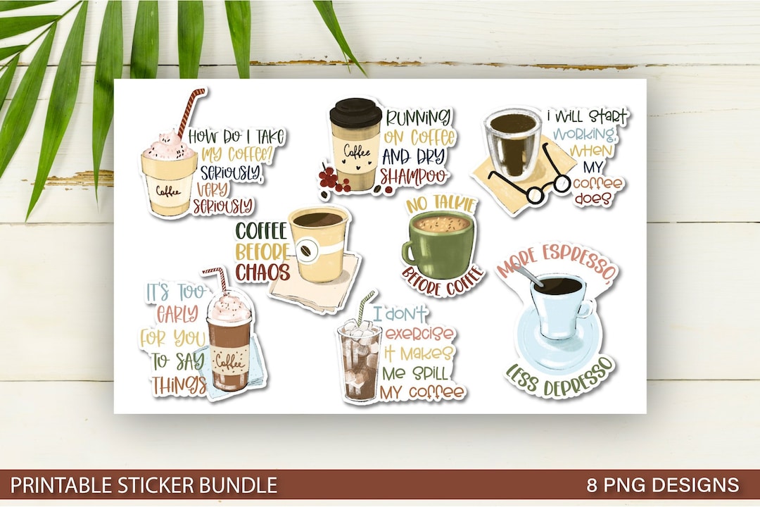 Coffee PNG Planner Stickers Bundle, Coffee Lover Png, Funny Coffee ...