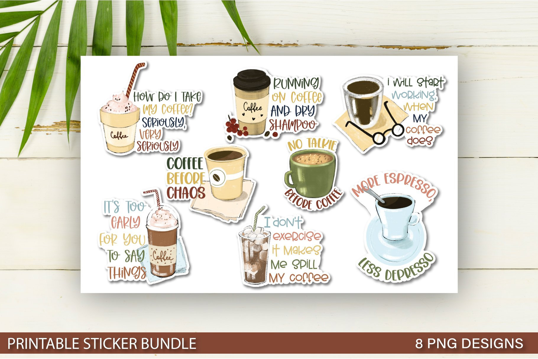 Coffee PNG Planner Stickers Bundle, Coffee Lover Png, Funny Coffee ...