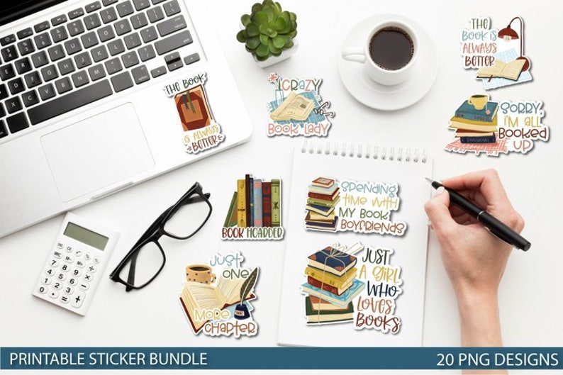 Book Lover Printable Sticker Bundle | Printable PNG Stickers - Etsy