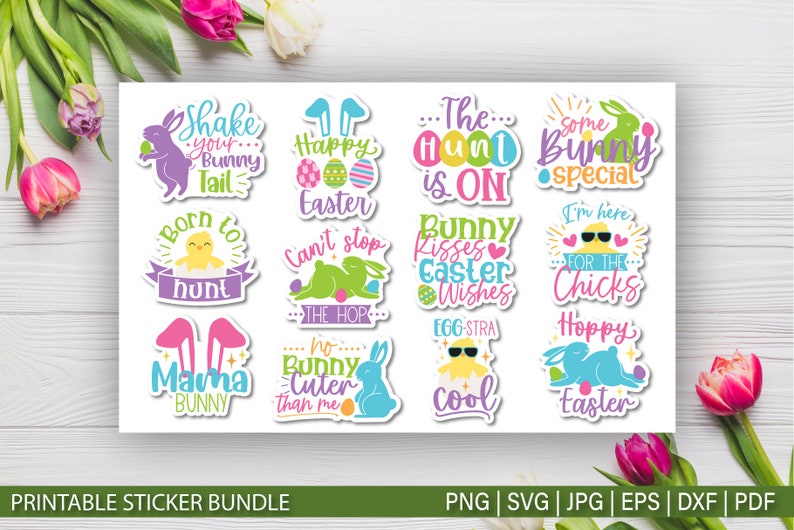 Easter Packaging Stickers, 10 Spring Printable PNG Files, Thank You ...