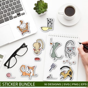 Funny Cat PNG Stickers Bundle, Printable Stickers for Cricut - Etsy