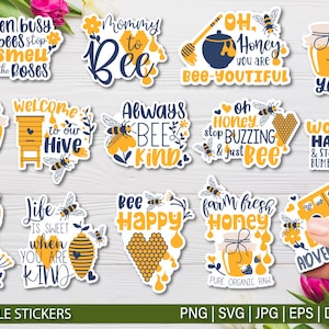 Bee and Honey Stickers SVG | Printable Stickers for Cricut - Etsy