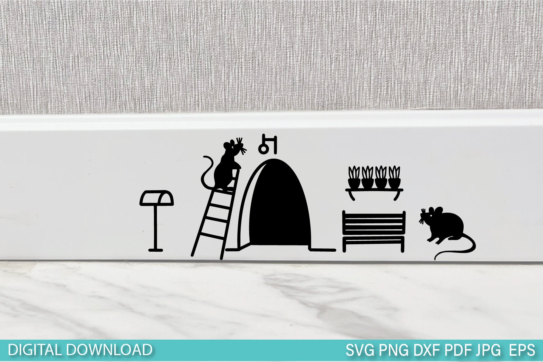 Mouse Home Funny Wall Decal SVG Bundle, Mouse Hole SVG, , Skirting ...