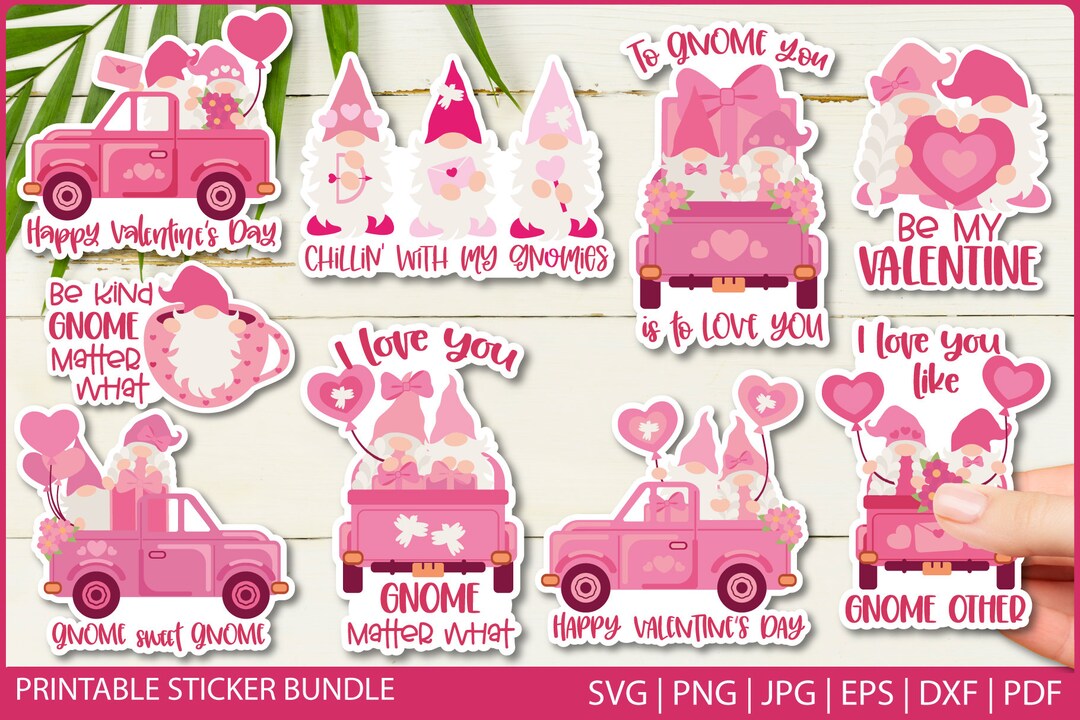 Valentines Day Gnomes Stickers Print and Cut | Printable Valentine ...