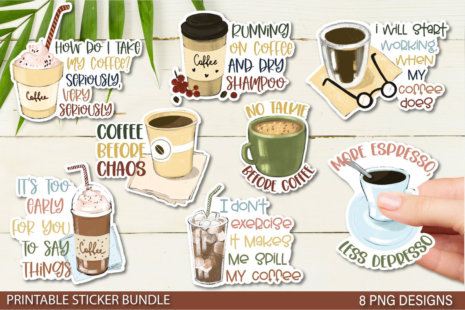 Coffee PNG Planner Stickers Bundle, Coffee Lover Png, Funny Coffee ...