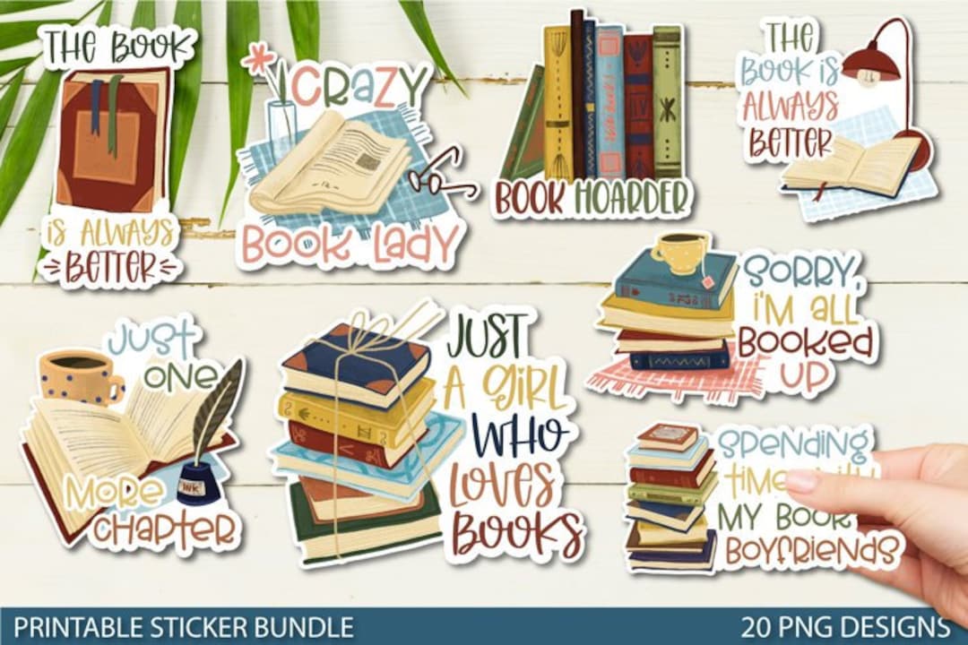 Book Lover Printable Sticker Bundle | Printable PNG Stickers - Etsy