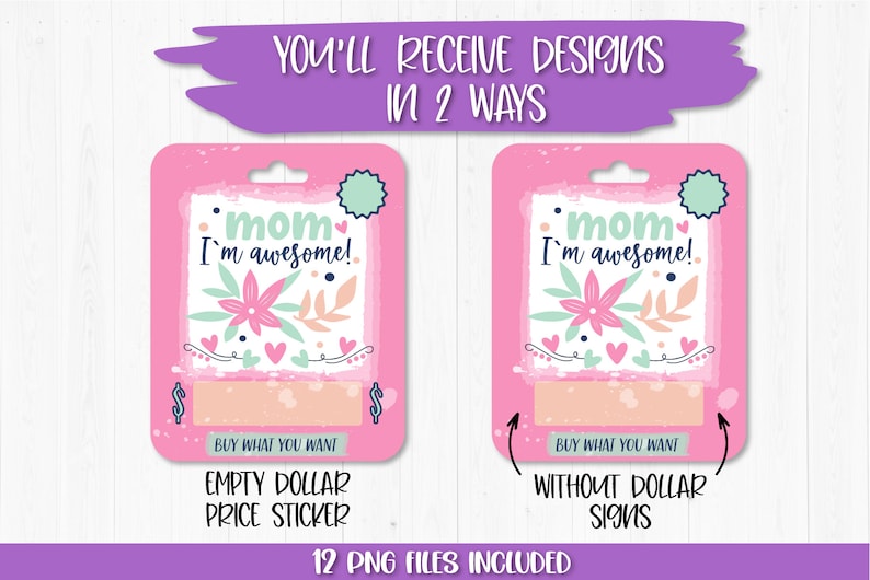 Mother's Day Money Cards Bundle / Mom Money Holder Card PNG / Printable ...