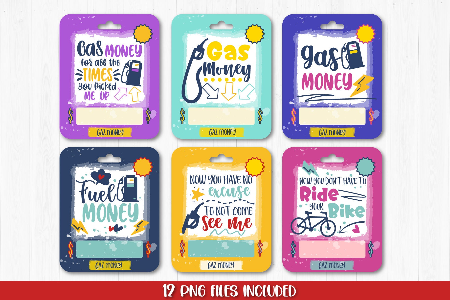 Gas Money Card, Money Card Holder PNG Bundle, Money Card PNG Designs ...
