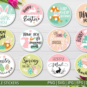 Easter Packaging Stickers, Spring Printable PNG Files, Thank You ...