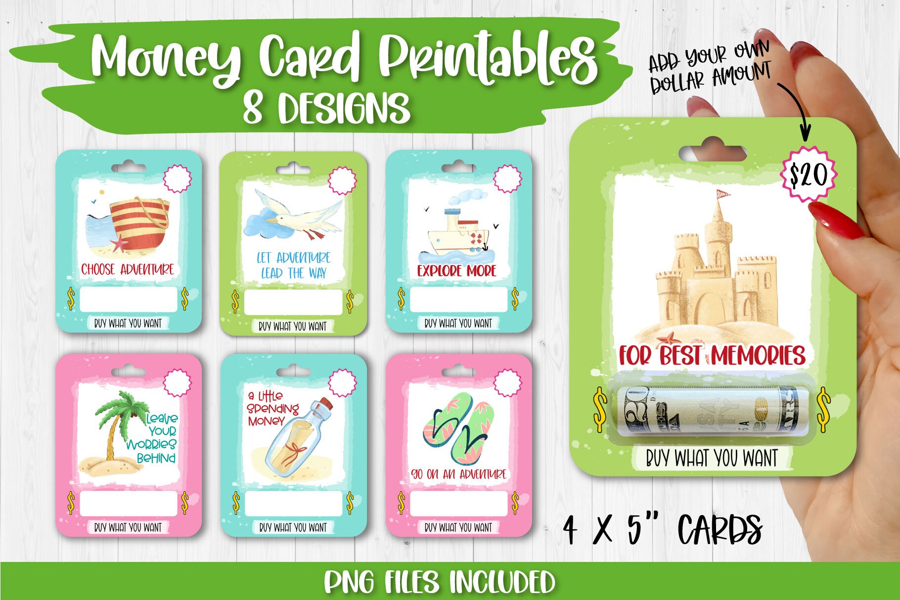 Printable Vacation Money Card, Money Cards, Travel Gift Card Holder ...
