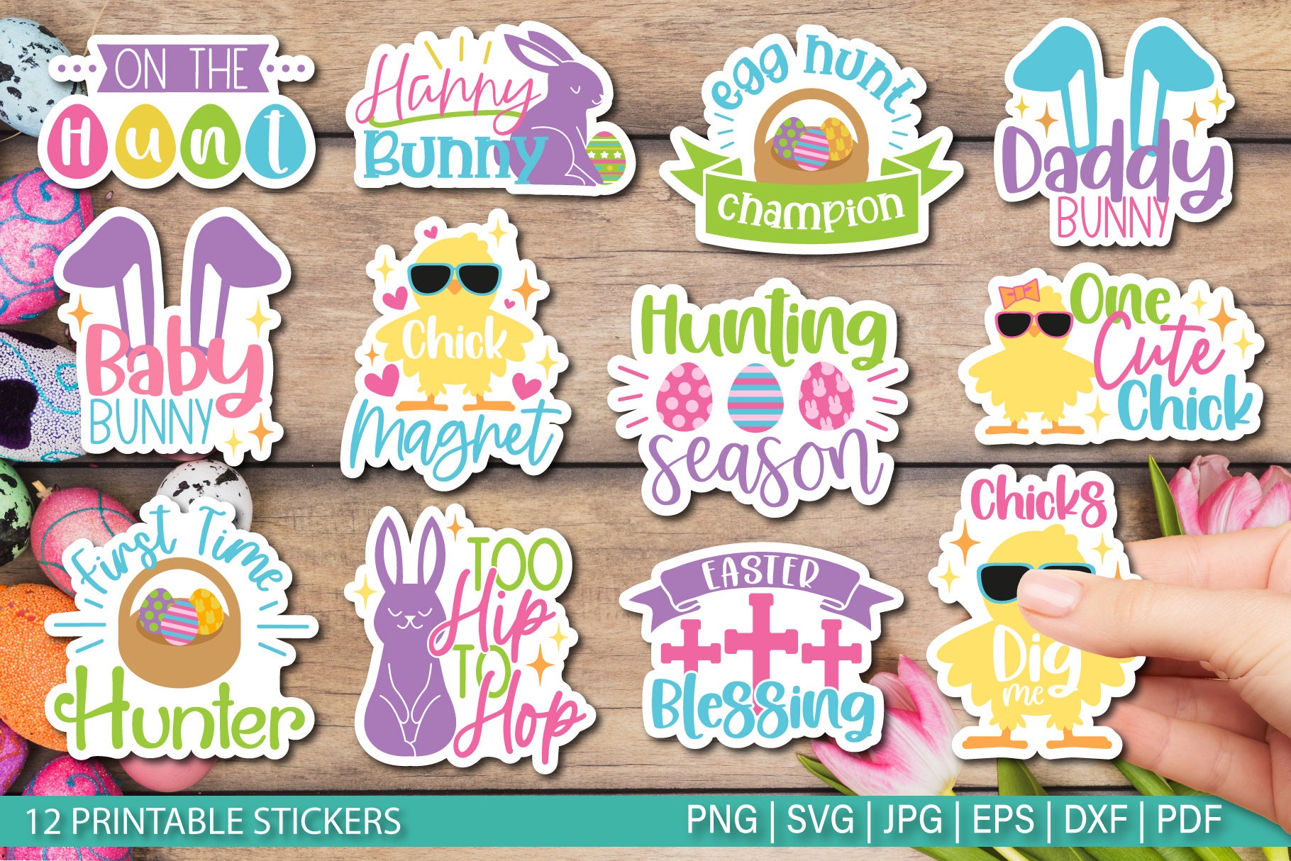 Easter Packaging Stickers, 10 Spring Printable PNG Files, Thank You ...