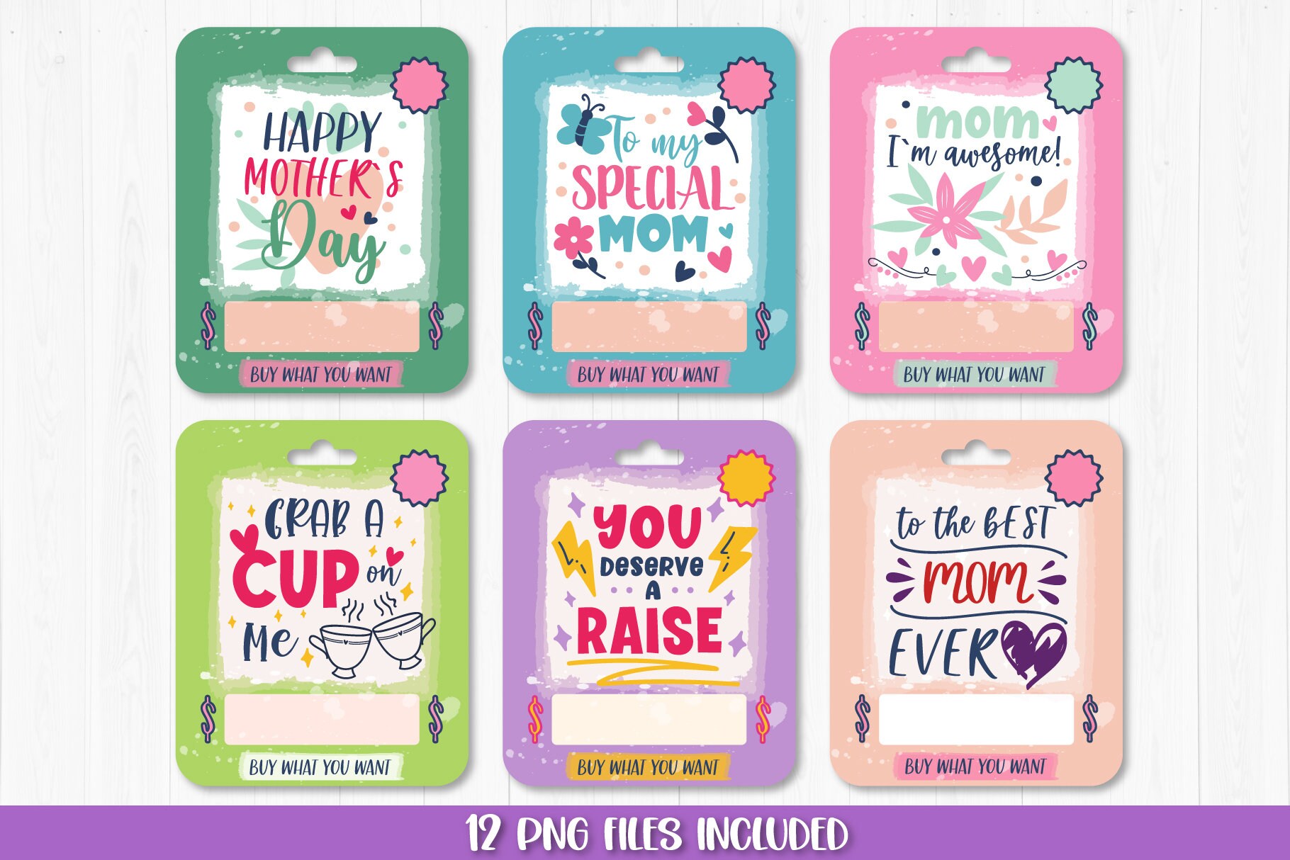 Mother's Day Money Cards Bundle / Mom Money Holder Card PNG / Printable ...