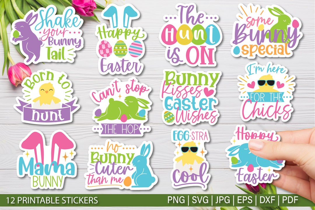 Easter Packaging Stickers, 10 Spring Printable PNG Files, Thank You ...