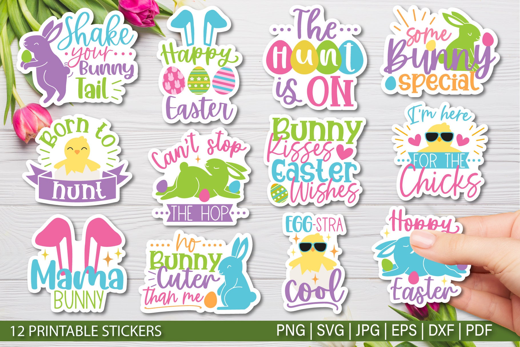 Easter Packaging Stickers, 10 Spring Printable PNG Files, Thank You ...