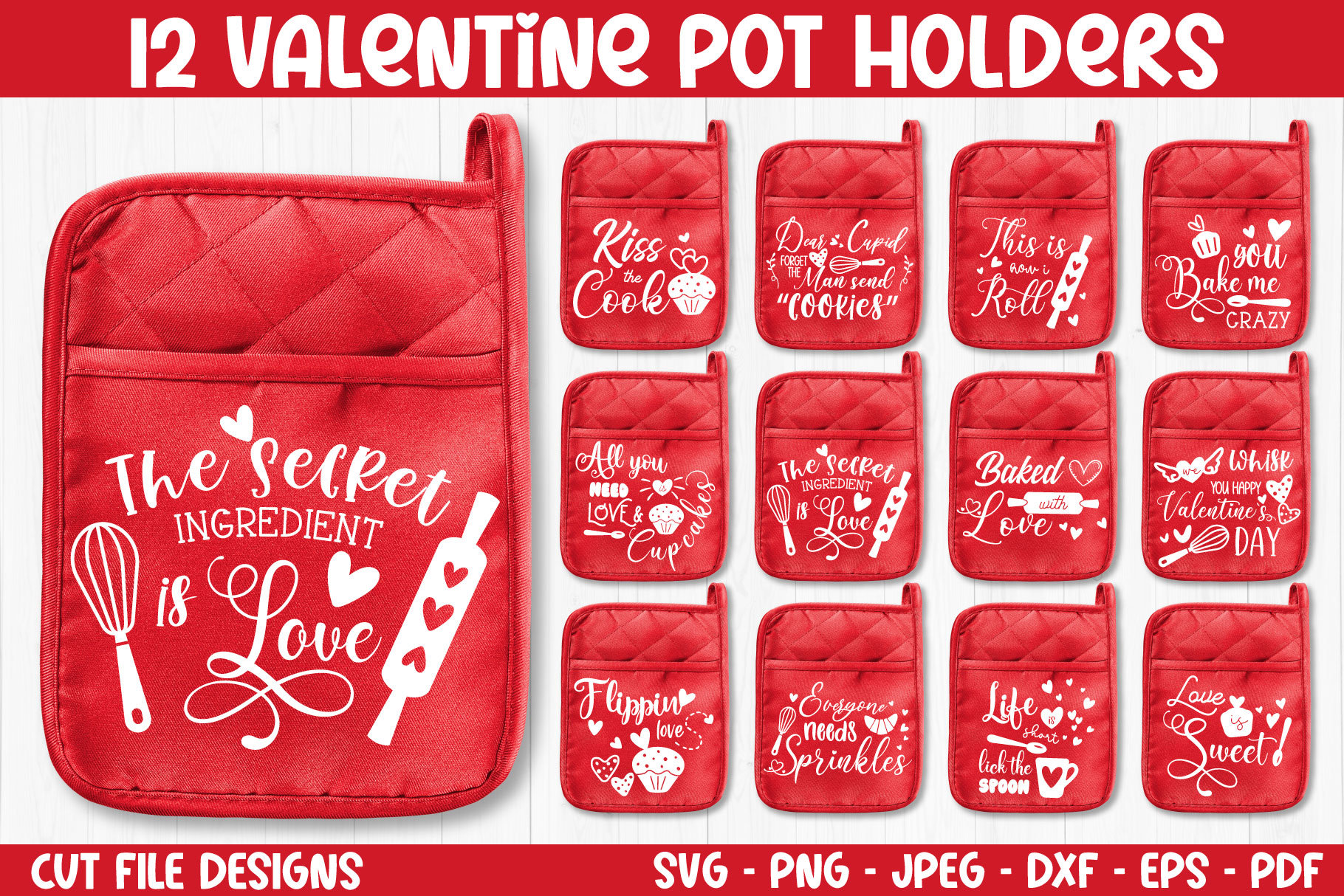 Valentine Pot Holder Svg Bundle, Potholder Svg, Oven Mitt Svg, Kitchen ...