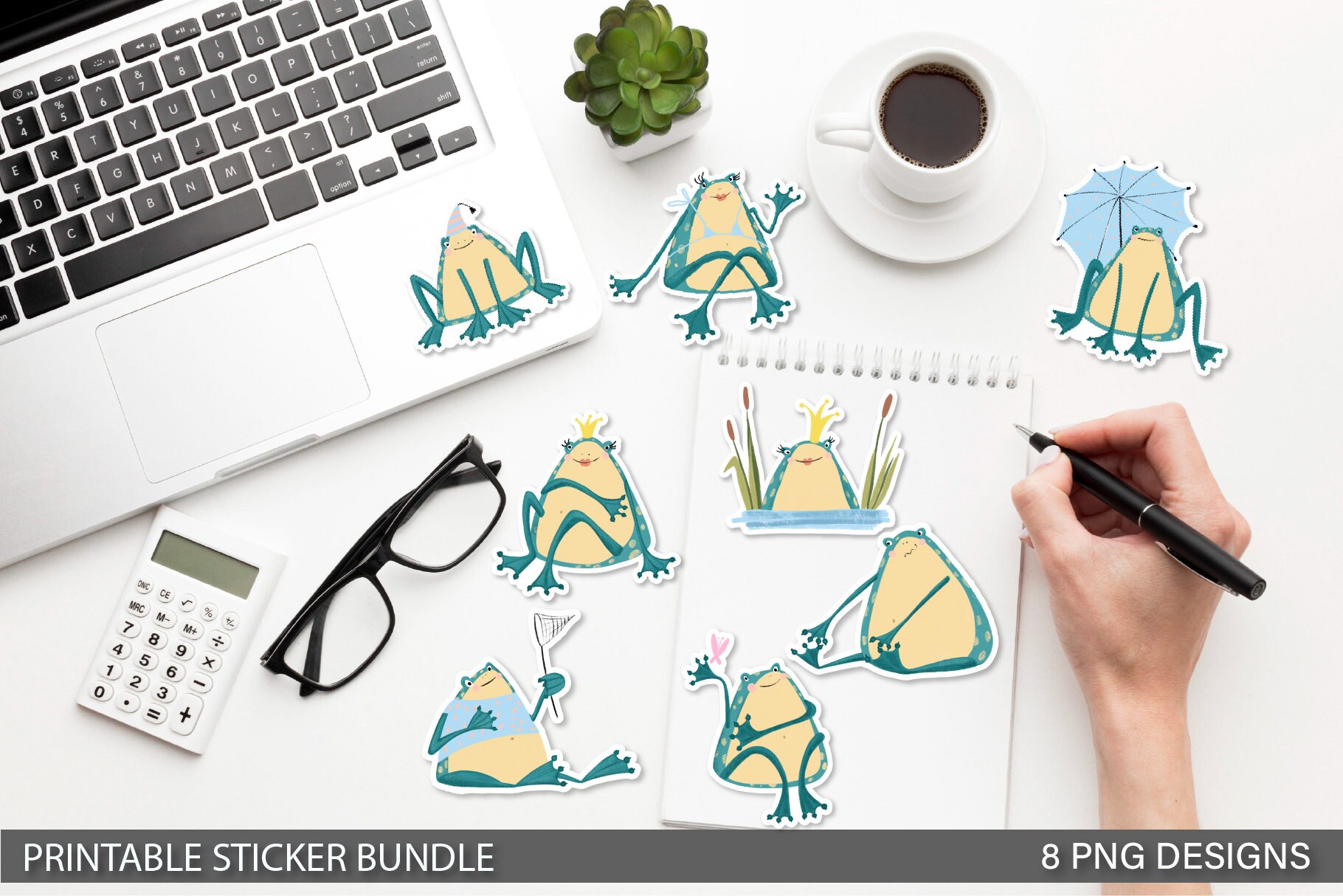 Printable Frog Sticker Pack, PNG Stickers Bundle, Frog Print and Cut ...