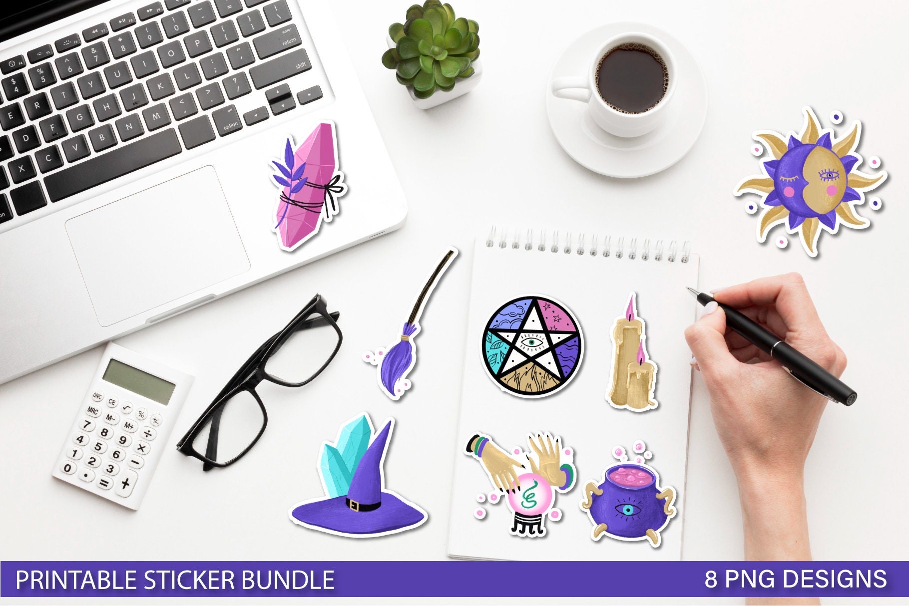 Printable Celestial Stickers PNG, Magic Design Sticker Bundle,witch ...