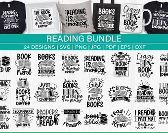 Reading Svg Bundle Book Svg Book Lover Svg - Etsy