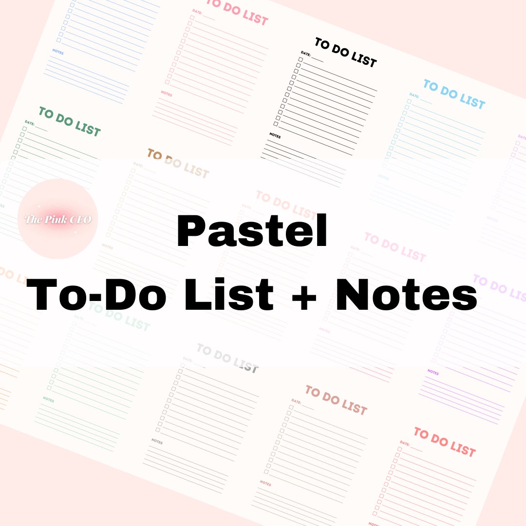Pastel To-do List With Notes, Printable Planner in A4, A5, A6 Sizes ...