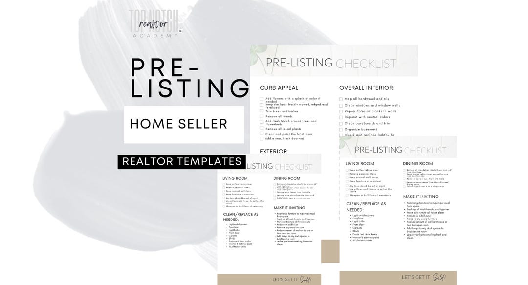 Home Seller's Pre Listing Checklist for Realtors - Etsy