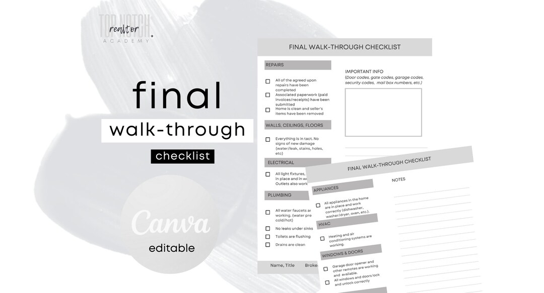 Home Buying Final Walk-through Checklist - Etsy